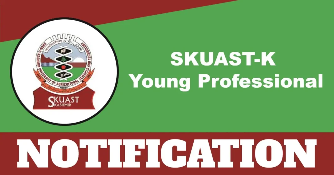 SKUAST-K Young Professional Post 2025 Notification Out For Aquatic ...